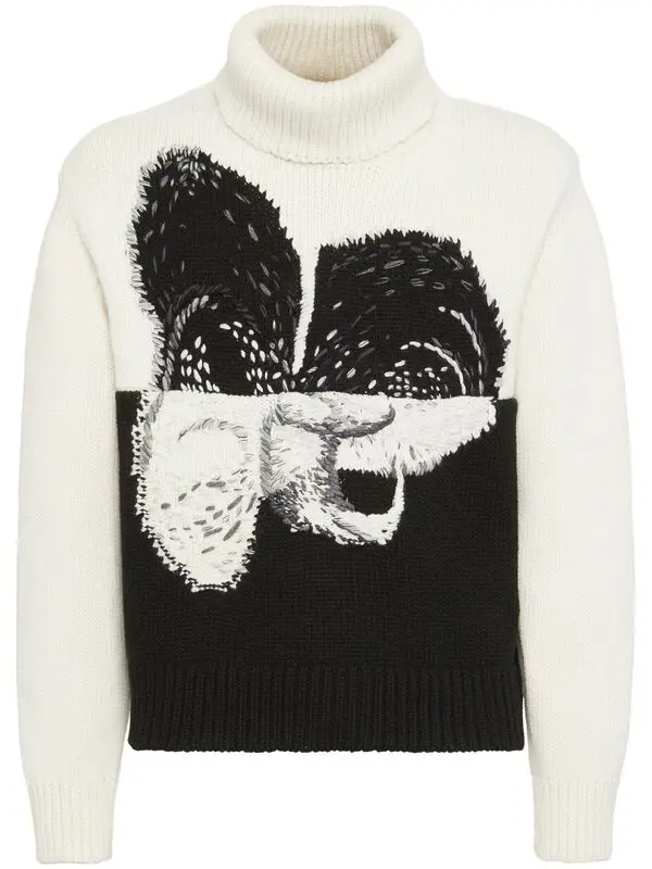 Alexander McQueen Spliced Orchid Jumper - White