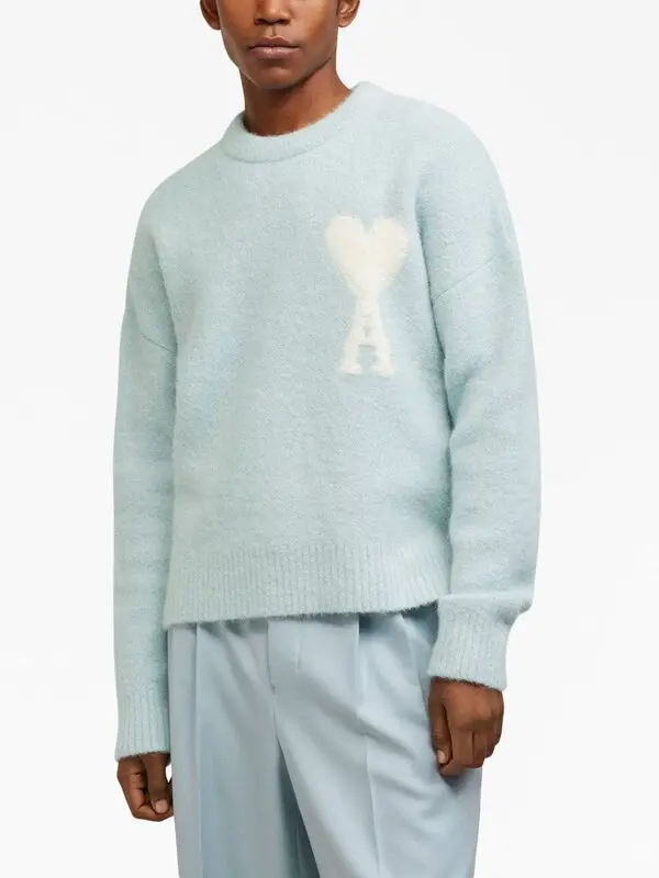 Ami Paris Cloudy Wool De Coeur Jumper In Blue - 41% Off | Editorialist