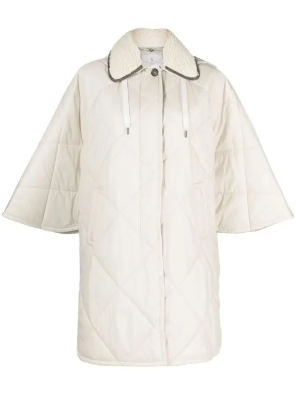 Brunello Cucinelli Wide-sleeve Quilted Coat - Neutrals