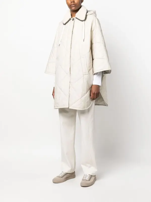Brunello Cucinelli Wide-sleeve Quilted Coat - Neutrals