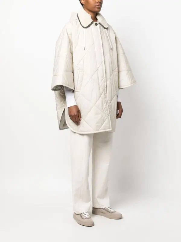Brunello Cucinelli Wide-sleeve Quilted Coat - Neutrals