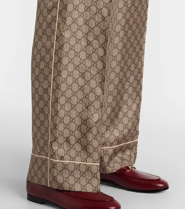 Gucci Gg Supreme Silk Wide-leg Pants