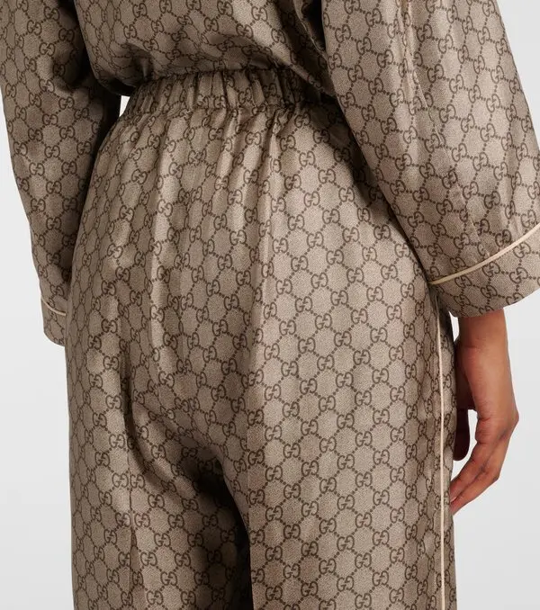Gucci Gg Supreme Silk Wide-leg Pants