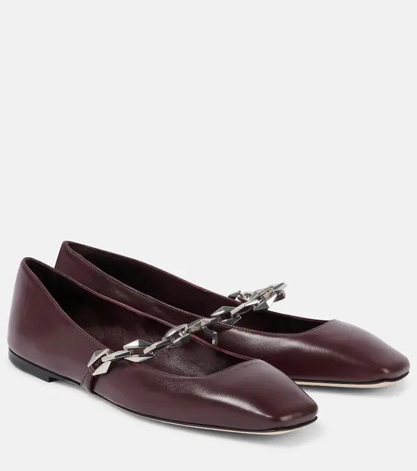 JIMMY CHOO Diamond Tilda Leather Ballet Flats - Black