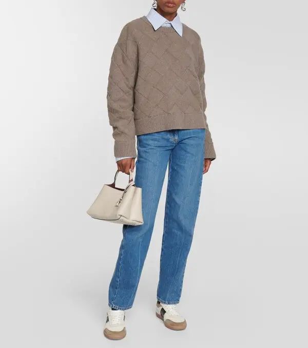 TOD'S Tabs Leather-trimmed Bouclé Sneakers