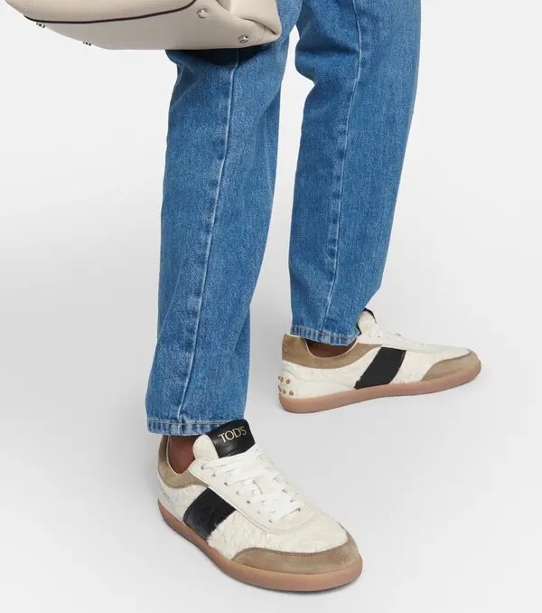 TOD'S Tabs Leather-trimmed Bouclé Sneakers