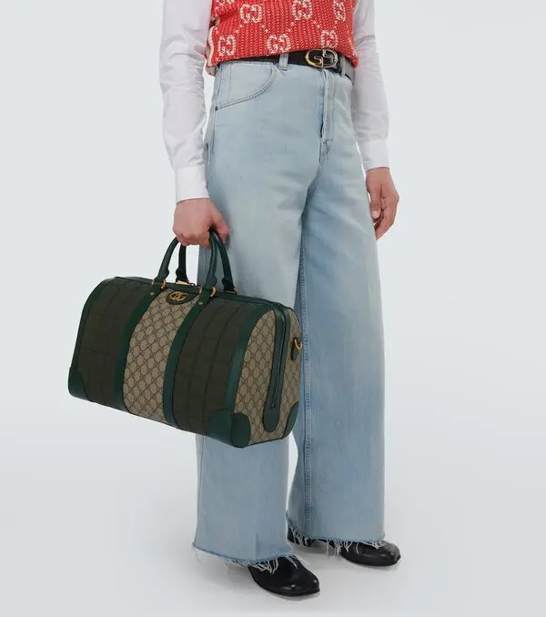 Gucci Mini Gg Small Leather-trimmed Duffel Bag
