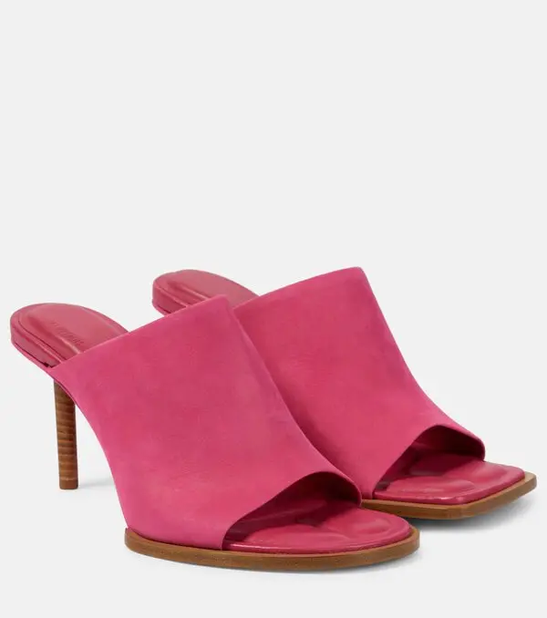 Jacquemus Les Mules Rond Carré Suede Mules - Pink