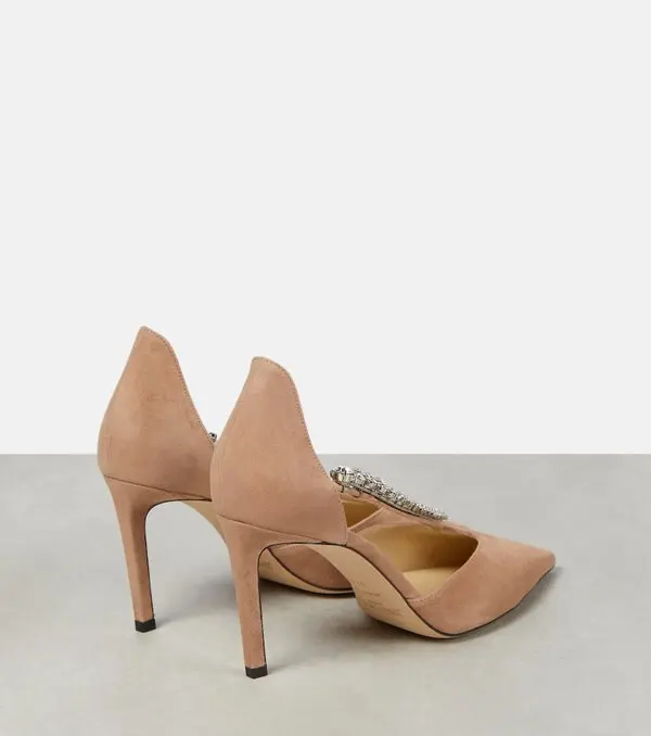 JIMMY CHOO Bee 85 Embellished Suede Pumps