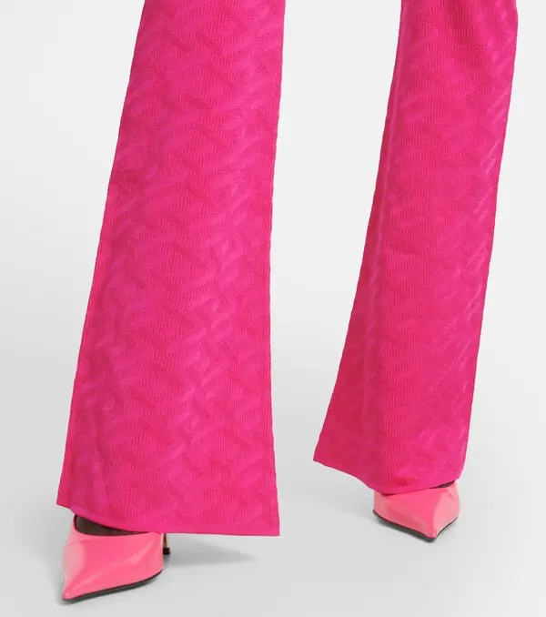 Versace La Greca High-rise Flared Pants - Pink
