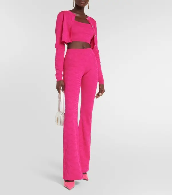 Versace La Greca High-rise Flared Pants - Pink