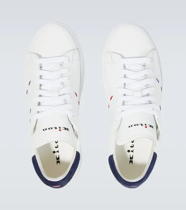 Kiton Stitched Leather Sneakers - White