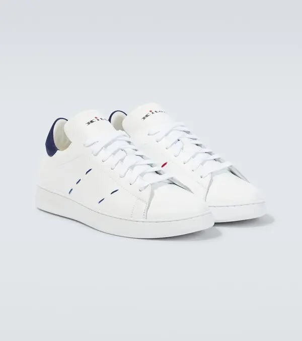 Kiton Stitched Leather Sneakers - White