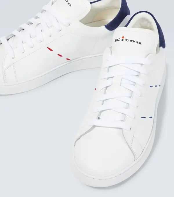Kiton Stitched Leather Sneakers - White