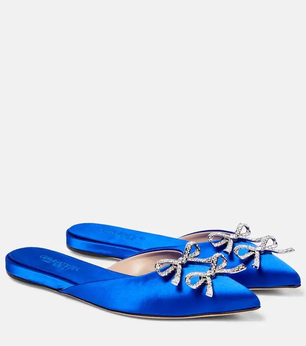 Giambattista Valli Embellished Satin Mules - Blue
