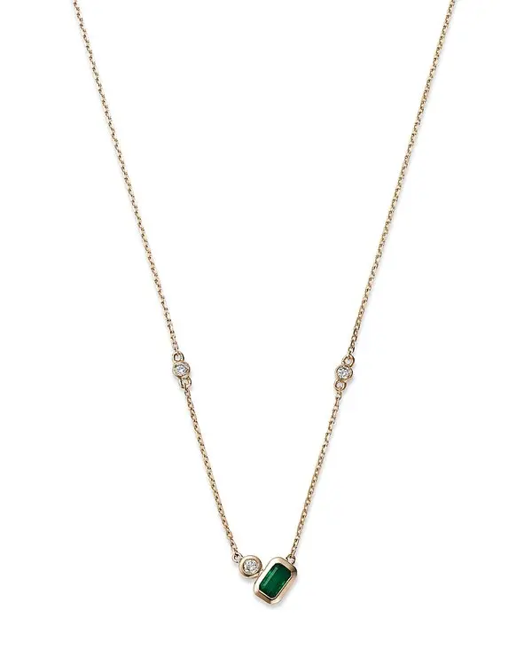 Bloomingdale'S Emerald And Diamond Accent Necklace - Green/gold