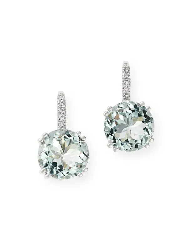 Bloomingdale'S Aquamarine And Diamond Drop Earrings - Blue/white