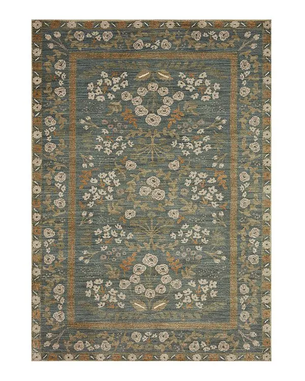 RIFLE PAPER CO. Fiore Fio-01 Area Rug, 6'3 X 9 - Slate/sage