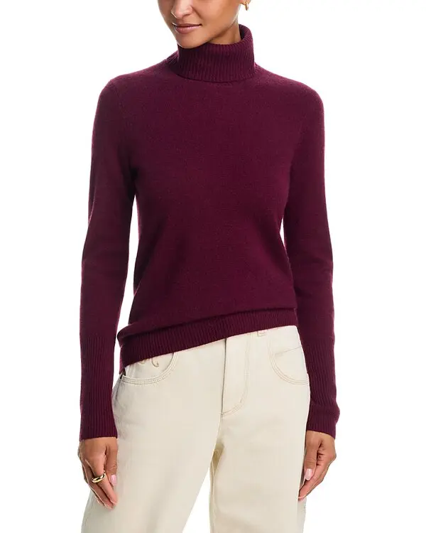Aqua Cashmere Turtleneck Sweater - Black Cherry