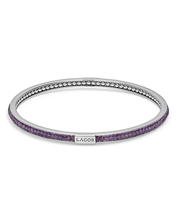 Lagos Sterling Silver Caviar Icon Amethyst Bangle Bracelet