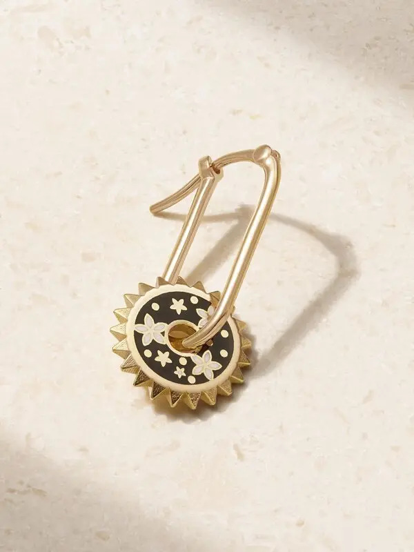 FOUNDRAE Small Blossom 18-karat And Enamel Single Earring - Gold