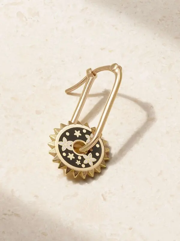 FOUNDRAE Small Blossom 18-karat And Enamel Single Earring