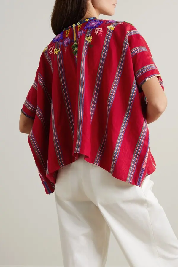 FORTELA Embellished Embroidered Cotton Top