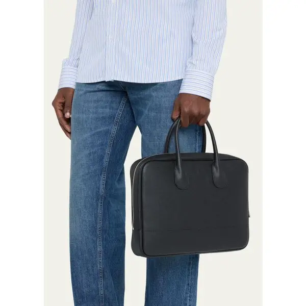 VALEXTRA Mylogo Leather Briefcase - Nero