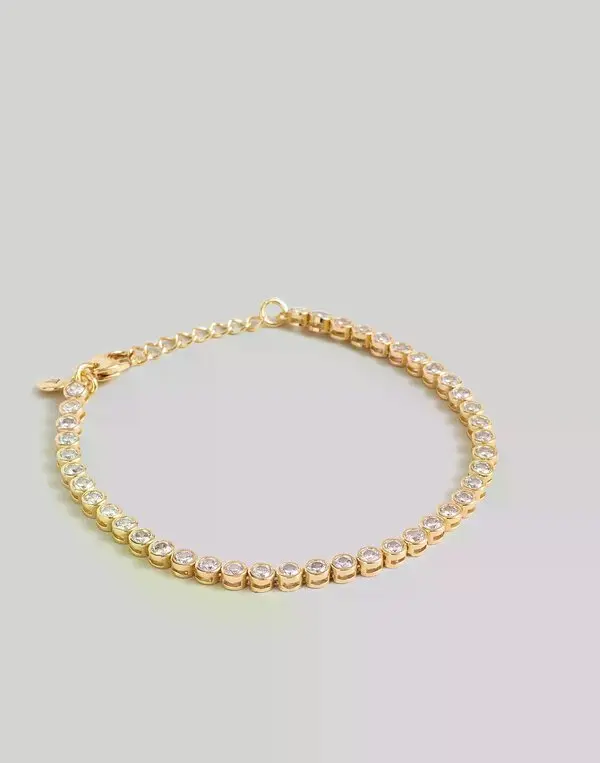 Madewell Tennis Collection Bezel Set Crystal Bracelet - Pale Gold