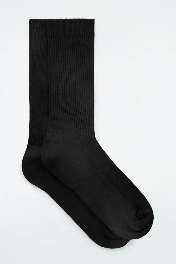 Cos 2-pack Ribbed Socks - Black