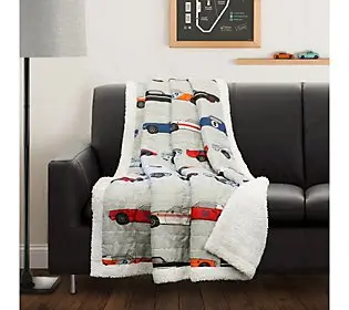 LUSH DECOR Race Cars Throw Sherpa - One-color
