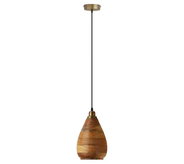 RIVER OF GOODS 7.5'w 1-light Baxter Wood And Me Tal Pendant - One-color