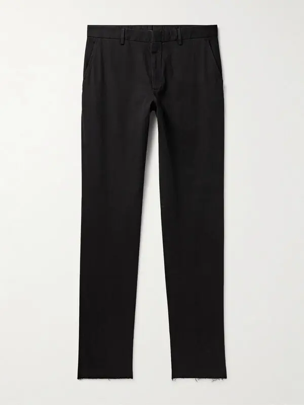 Zegna Slim-fit Straight-leg Stretch-cotton Twill Trousers - Black