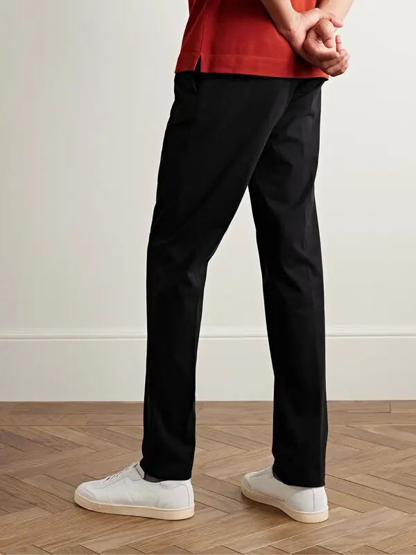 Zegna Slim-fit Straight-leg Stretch-cotton Twill Trousers - Black