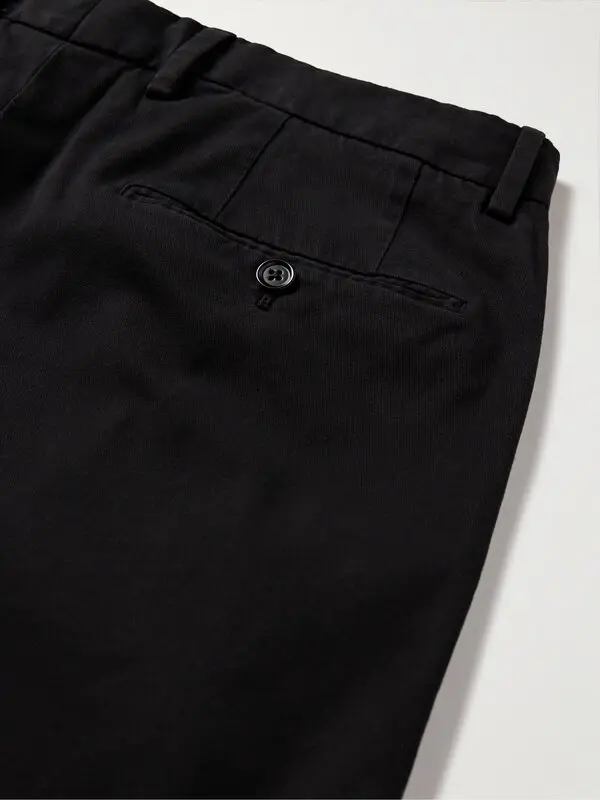 Zegna Slim-fit Straight-leg Stretch-cotton Twill Trousers - Black