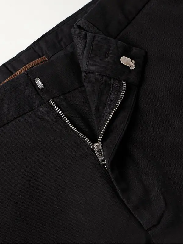Zegna Slim-fit Straight-leg Stretch-cotton Twill Trousers - Black