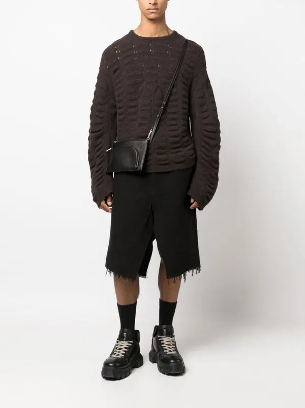 Rick Owens Distressed-hem Denim Bermuda Shorts