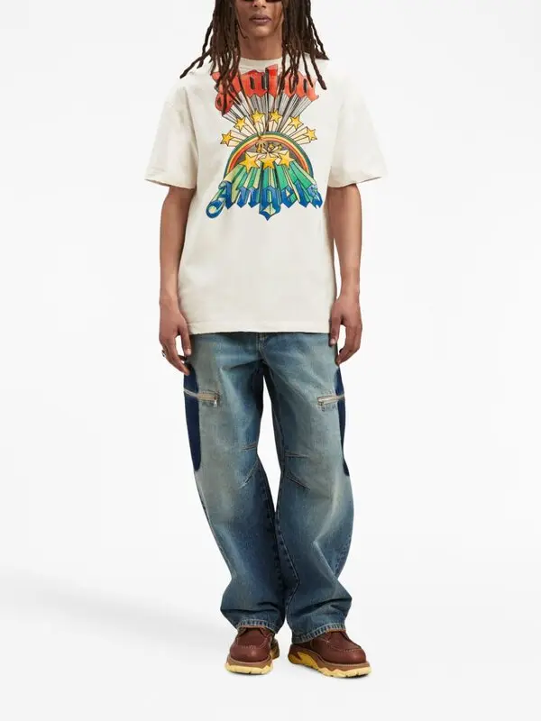 Palm Angels Rainbow-graphic Crew-neck T-shirt