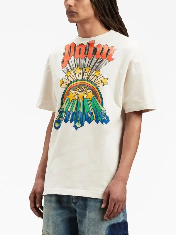 Palm Angels Rainbow-graphic Crew-neck T-shirt