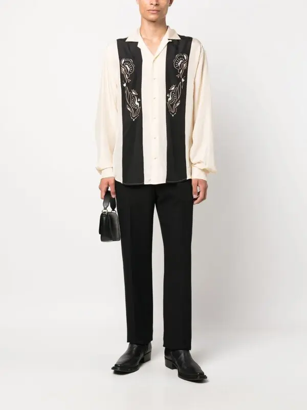 Dsquared2 Embroidered Silk Bowling Shirt