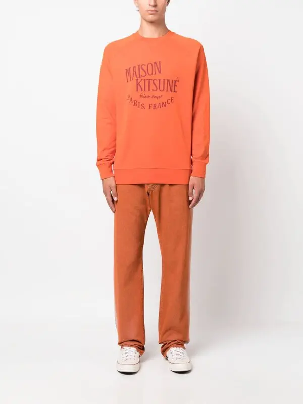 Maison Kitsuné Logo-print Cotton Sweatshirt - Orange