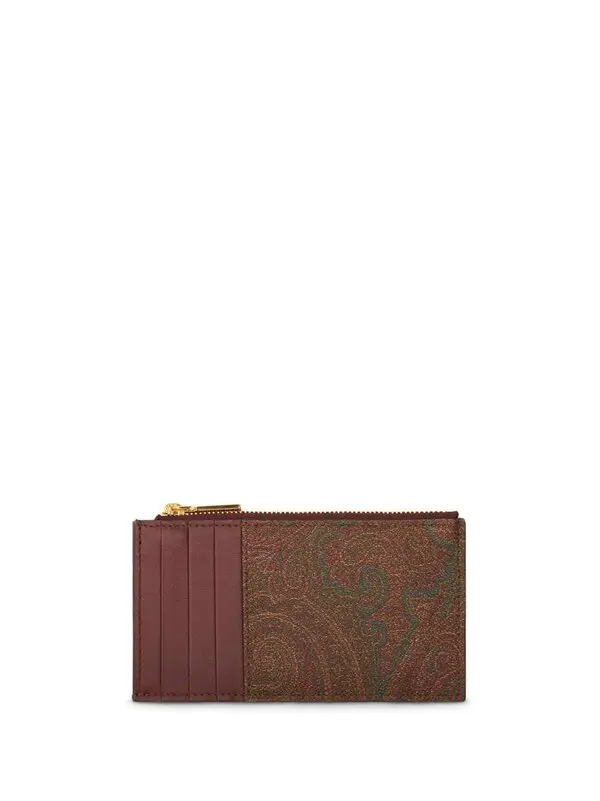 Etro Logo-embroidered Jacquard Leather Wallet