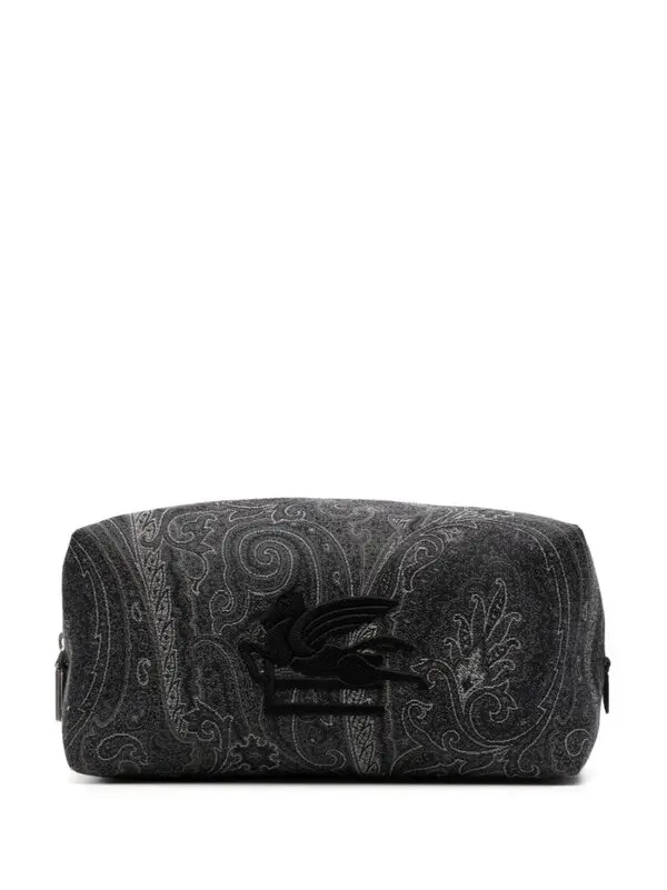 Etro Paisley-print Zipped Wash Bag - Black