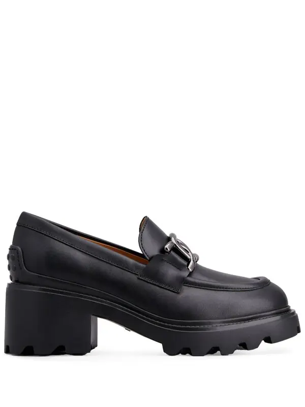 TOD'S Logo Buckle Leather Loafers