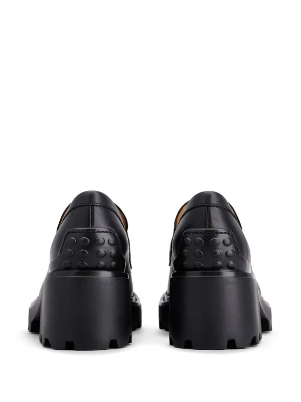 TOD'S Logo Buckle Leather Loafers