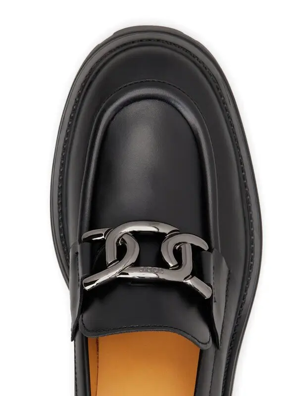 TOD'S Logo Buckle Leather Loafers