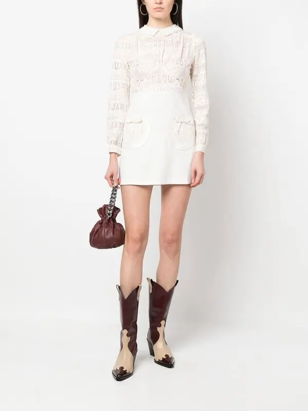 Dsquared2 Logo Lace Long Sleeve Minidress