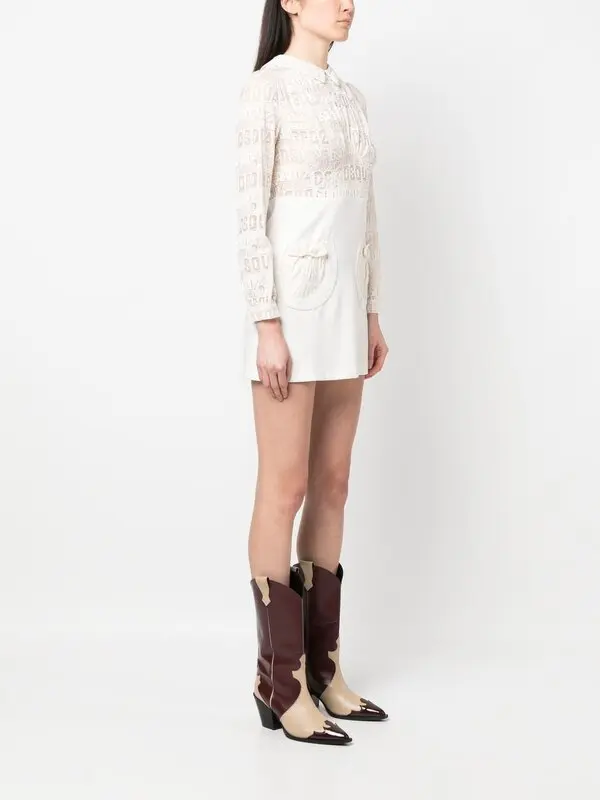 Dsquared2 Logo Lace Long Sleeve Minidress
