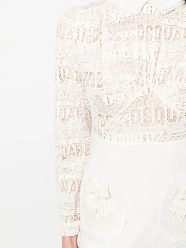 Dsquared2 Logo Lace Long Sleeve Minidress