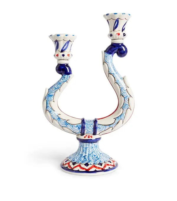 LES-OTTOMANS Turquerie Candlestick Holder - Blue